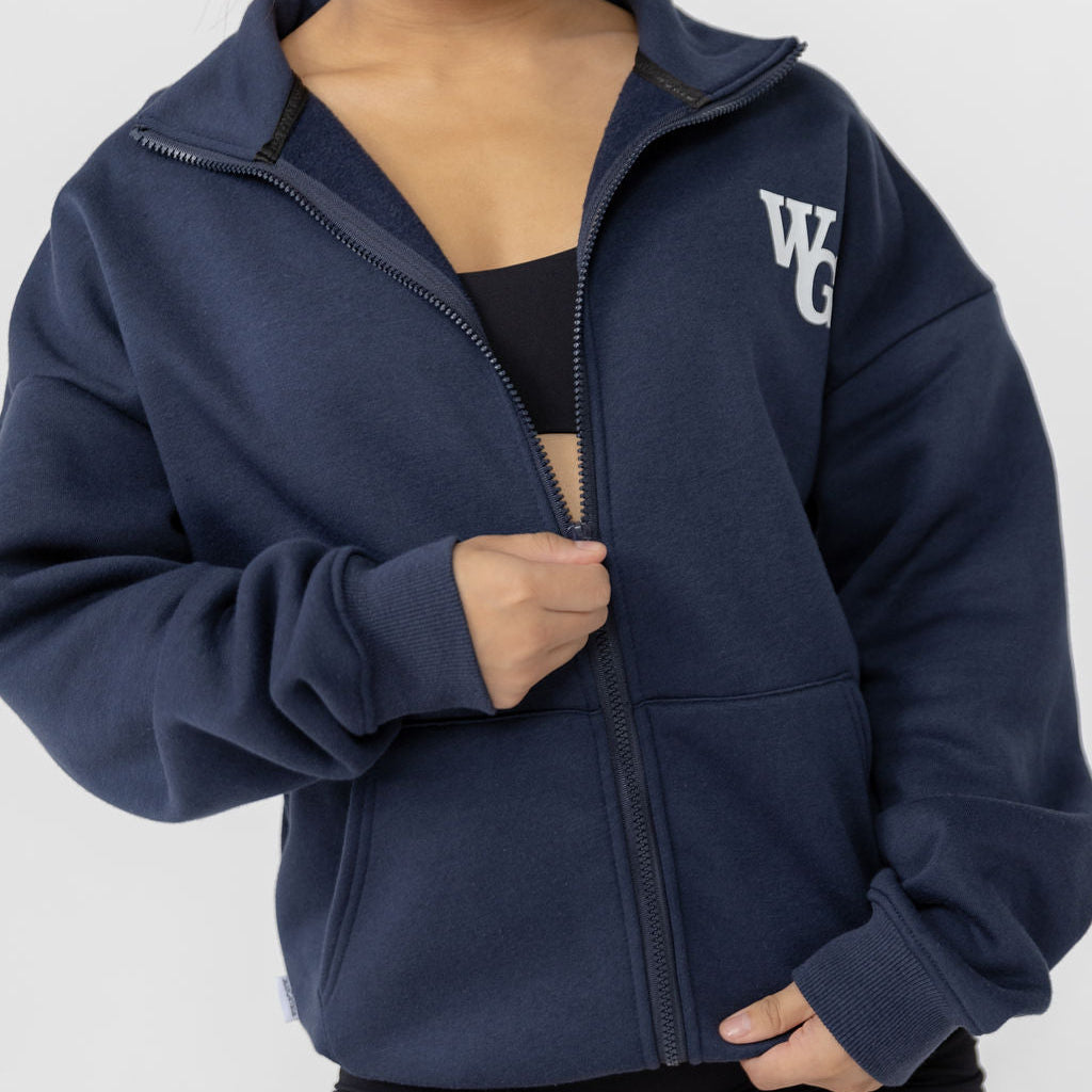 Charged Oversize Full Zip Jumper - Navy – World Gym Shop